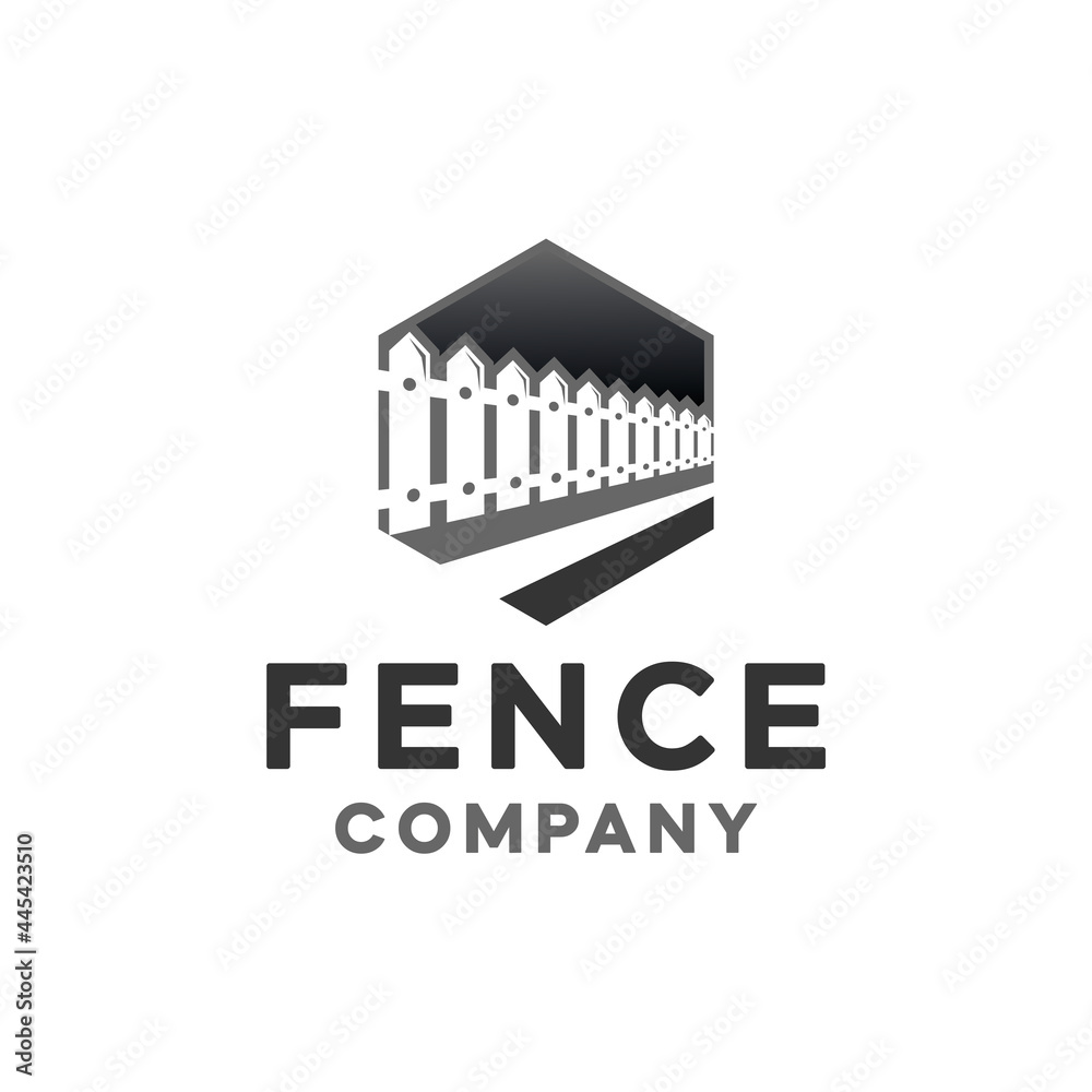 fence logo with hexagon shape combination Stock Vector | Adobe Stock