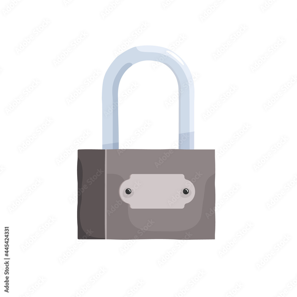 Lock. Hanging locked iron padlock. Flat cartoon vector illustration ...