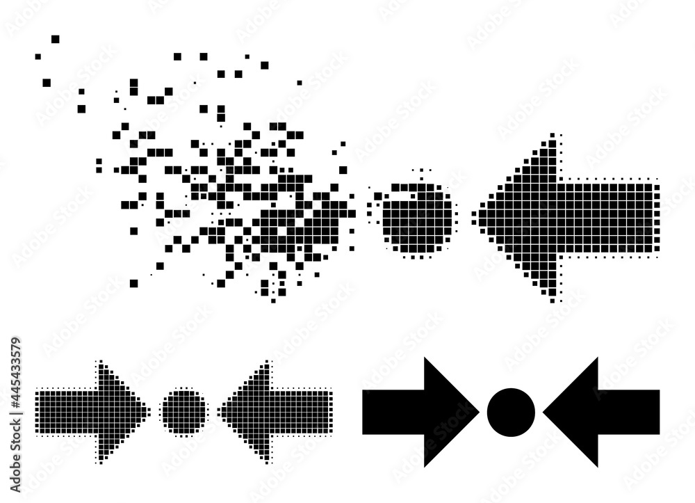 Dispersed dot pressure horizontal glyph with wind effect, and halftone ...