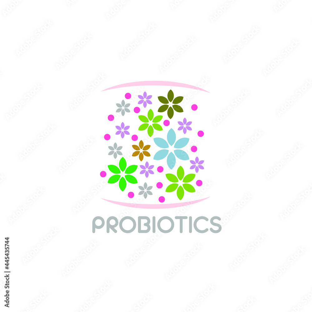 Probiotics logo. Bacteria logo. Concept of healthy nutrition ingredient ...