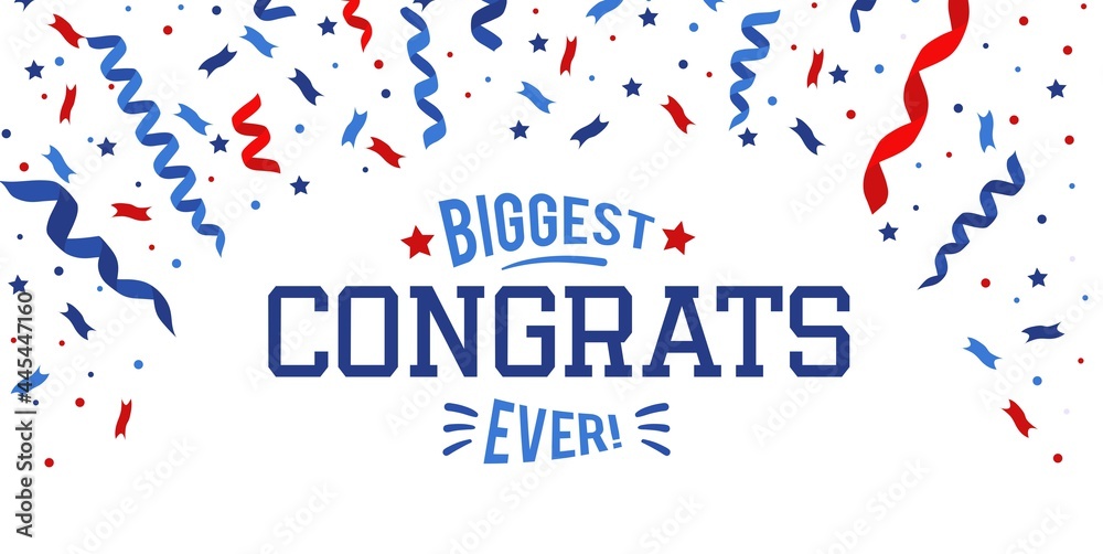 Biggest congrats ever festive banner design with blue, red and navy ...