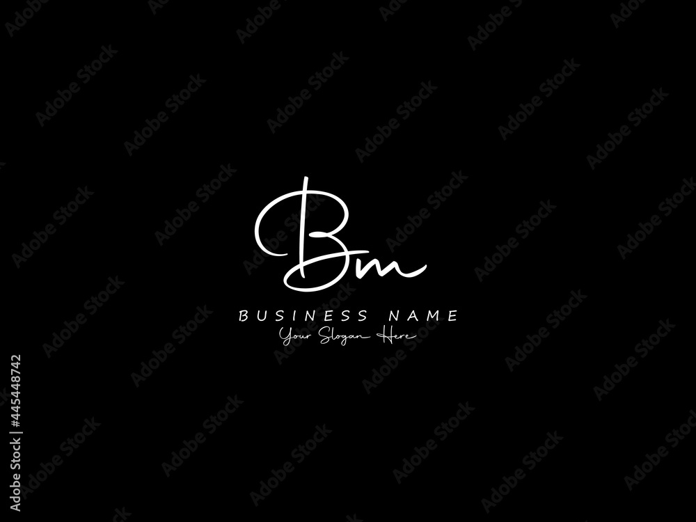 Letter BM Logo, handwritten signature bm logo icon vector for business ...