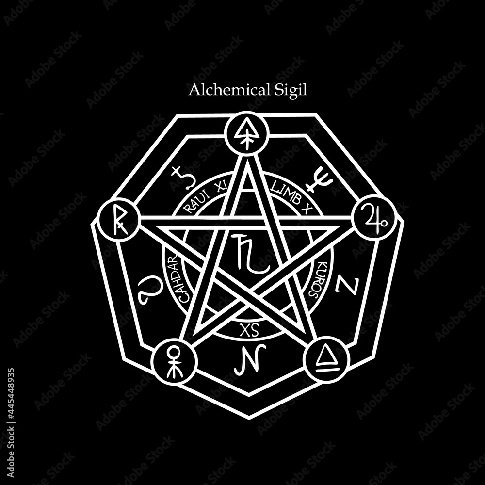 magical alchemical seal with patterns and alchemical symbols Stock ...