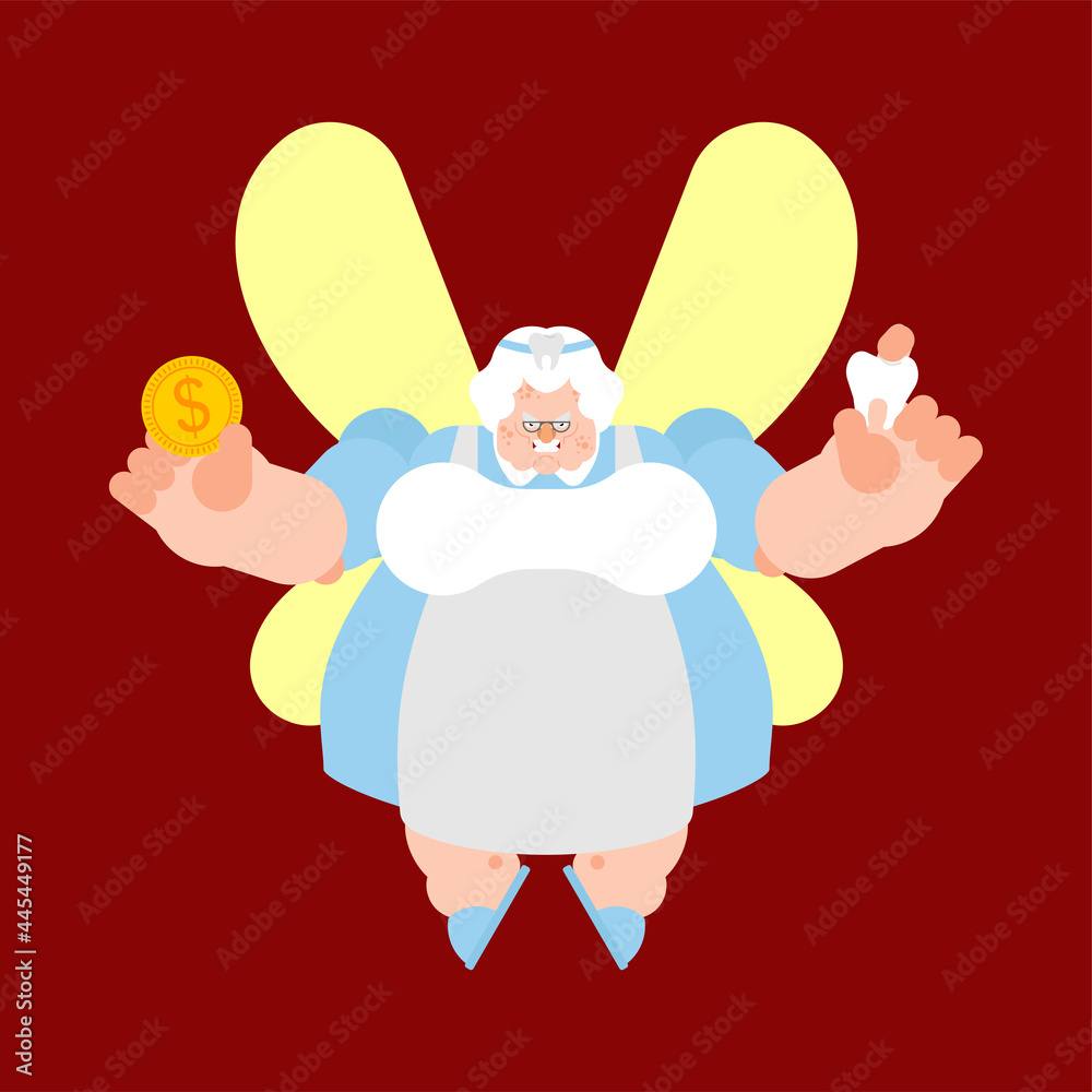 Angry tooth fairy. Scary sorceress and tooth. vector illustration Stock ...