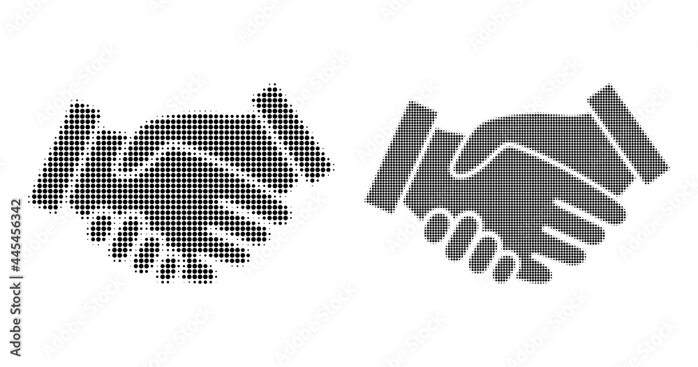 Dot halftone handshake icon. Vector halftone pattern of handshake icon ...