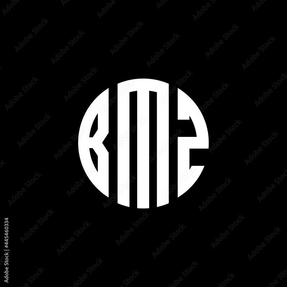 BMZ letter logo design. BMZ letter in circle shape. BMZ Creative three ...
