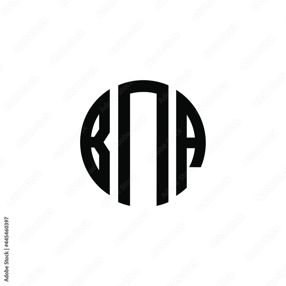 BNA letter logo design. BNA letter in circle shape. BNA Creative three ...