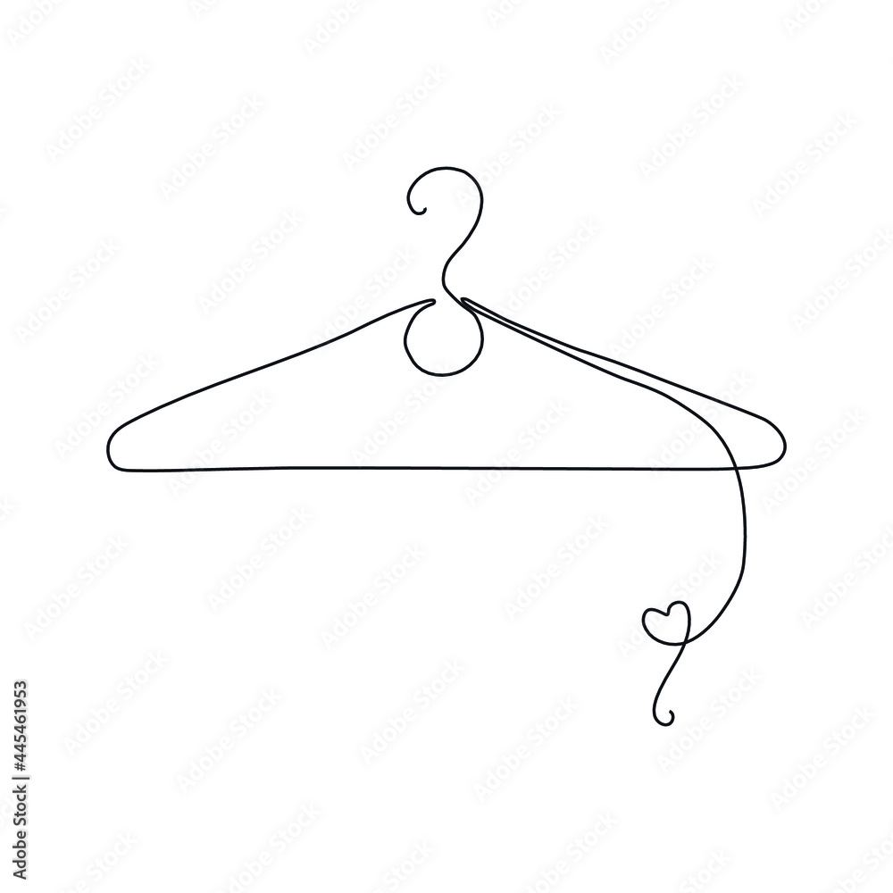 Hanger. Clothes hanger. One single line drawing of hanger isolated on ... Hanger. Clothes hanger. One single line drawing of hanger isolated on ...