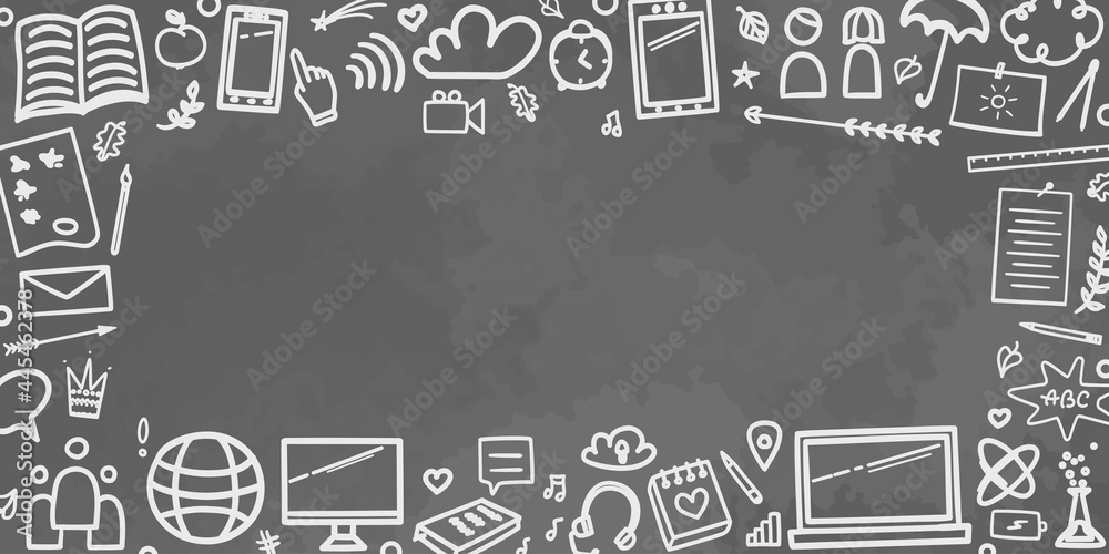 Back to school. Background with hand drawn school elements ...