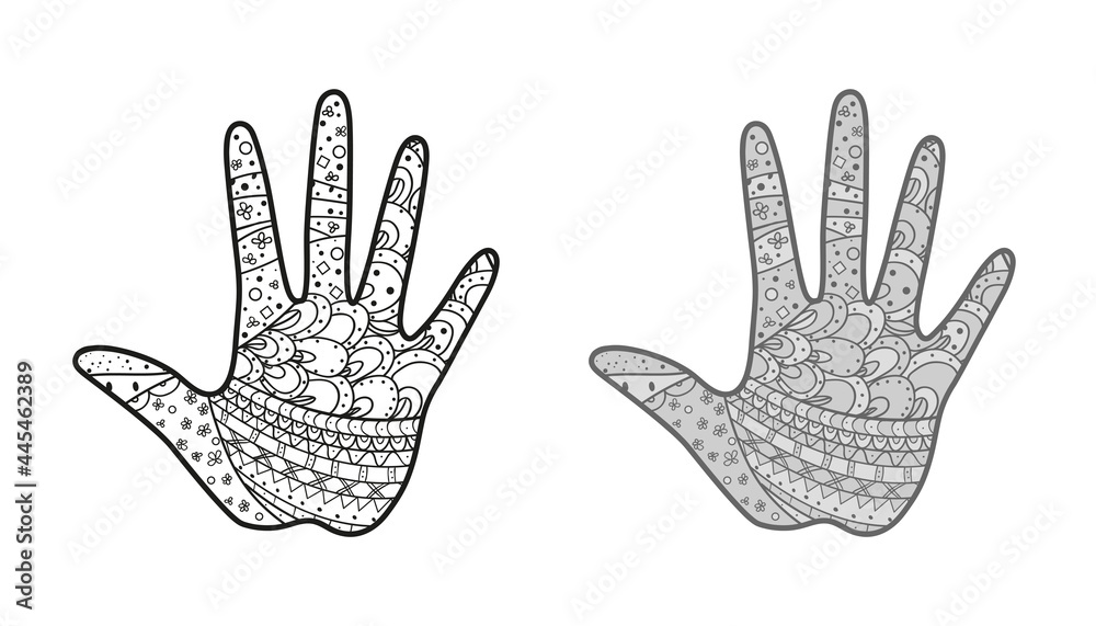 Hand with abstract patterns on isolated background. Design for ...