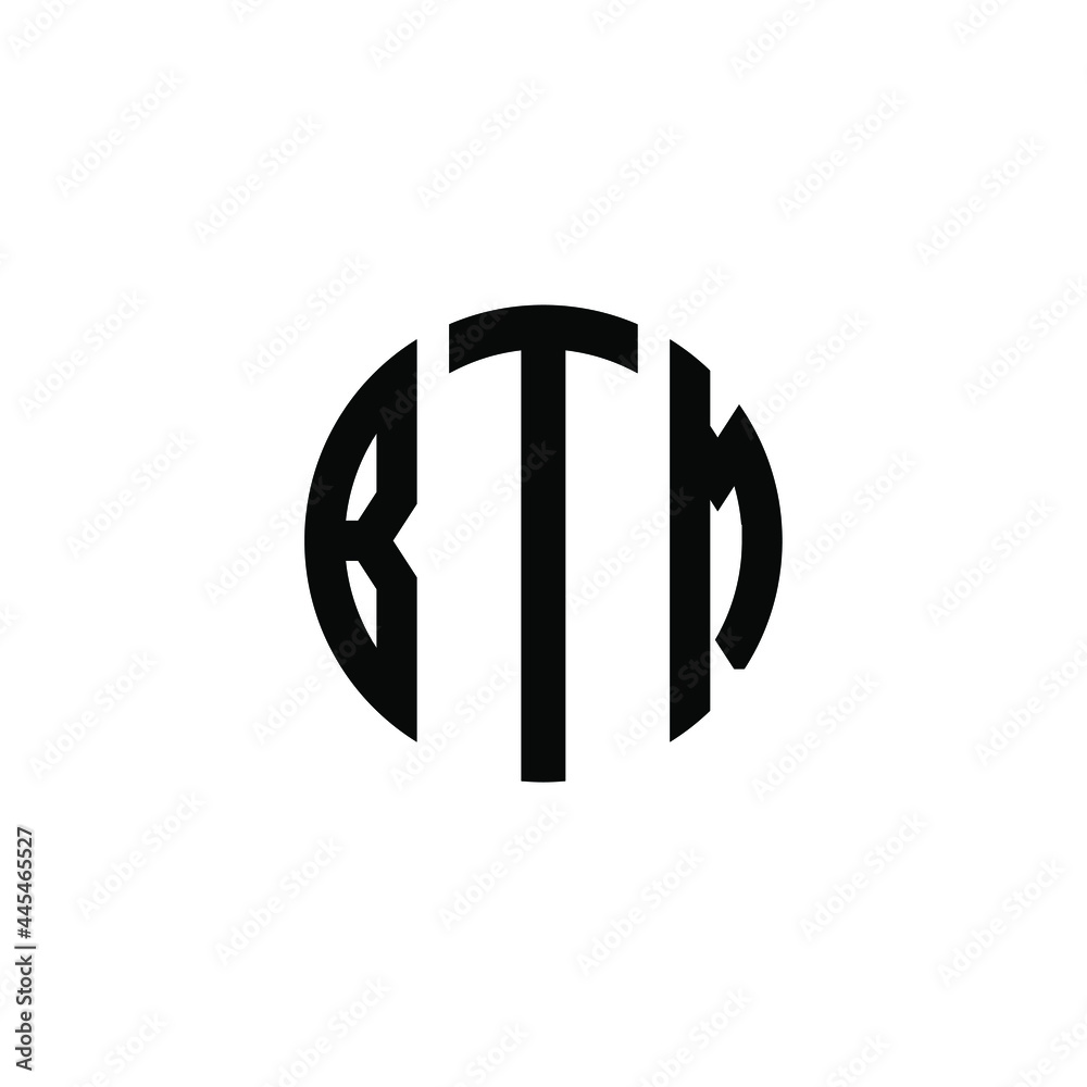BTM letter logo design. BTM letter in circle shape. BTM Creative three ...