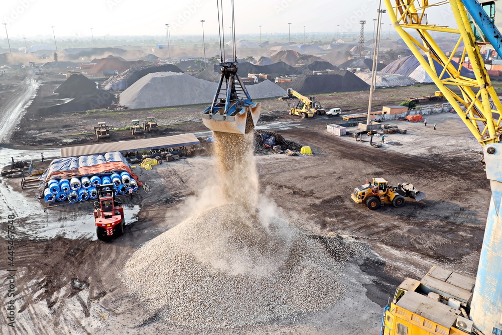 Haldia, India, October, 27, 2020. Cargo terminal for unloading bulk ...