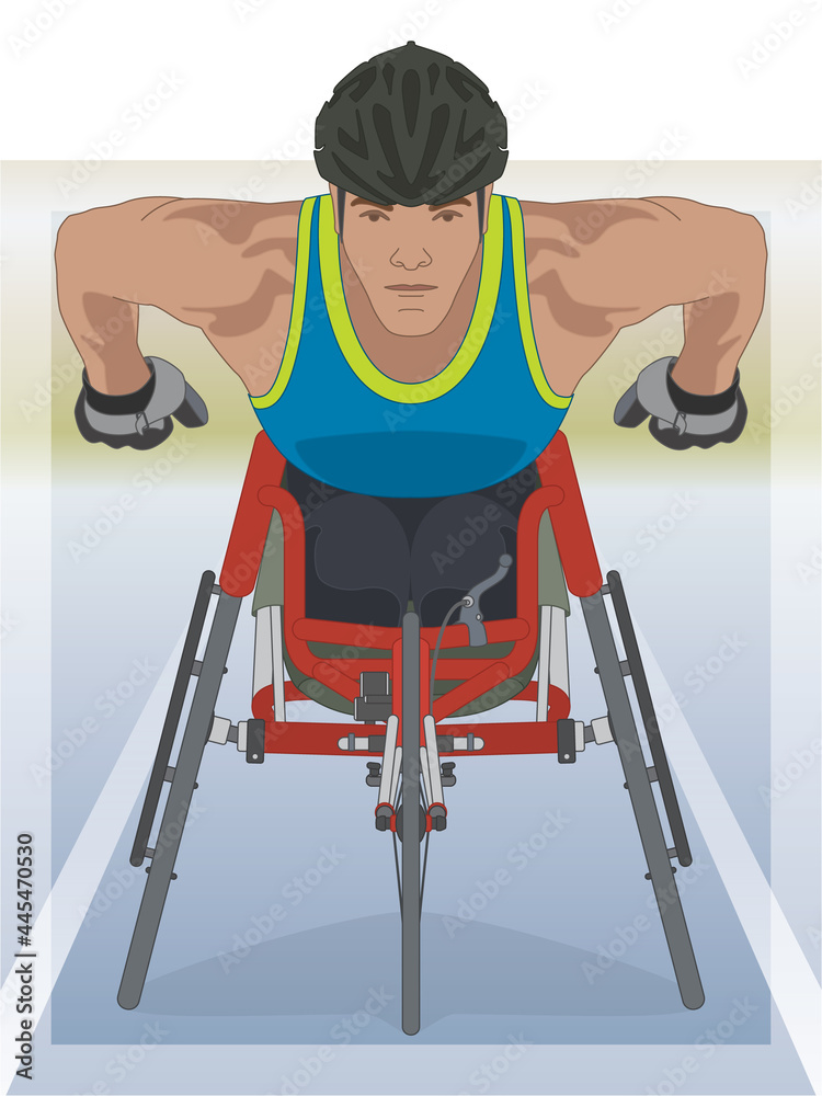 para sports paralympic racing, physical disabled male athlete sitting ...