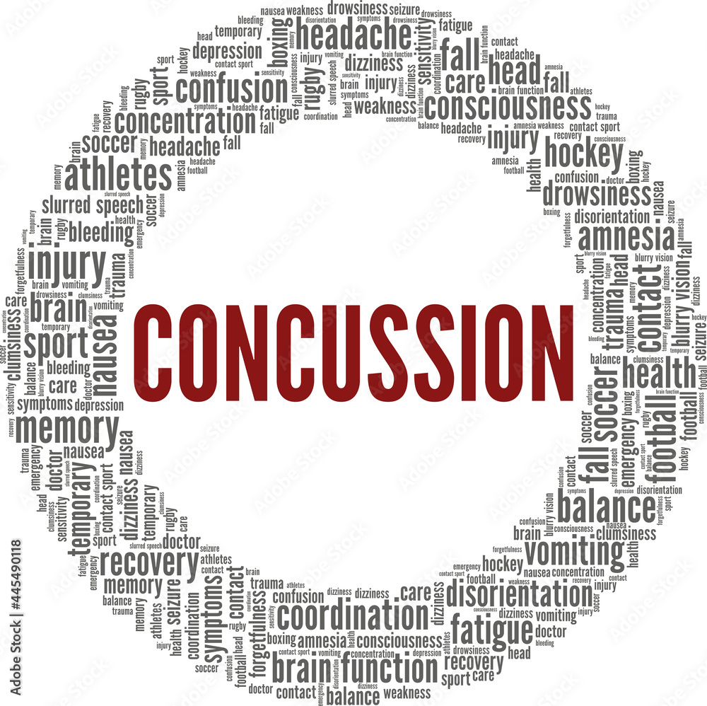 Concussion vector illustration word cloud isolated on a white ...