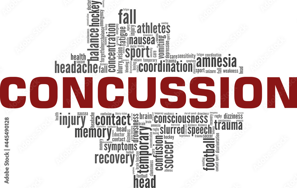 Concussion vector illustration word cloud isolated on a white ...