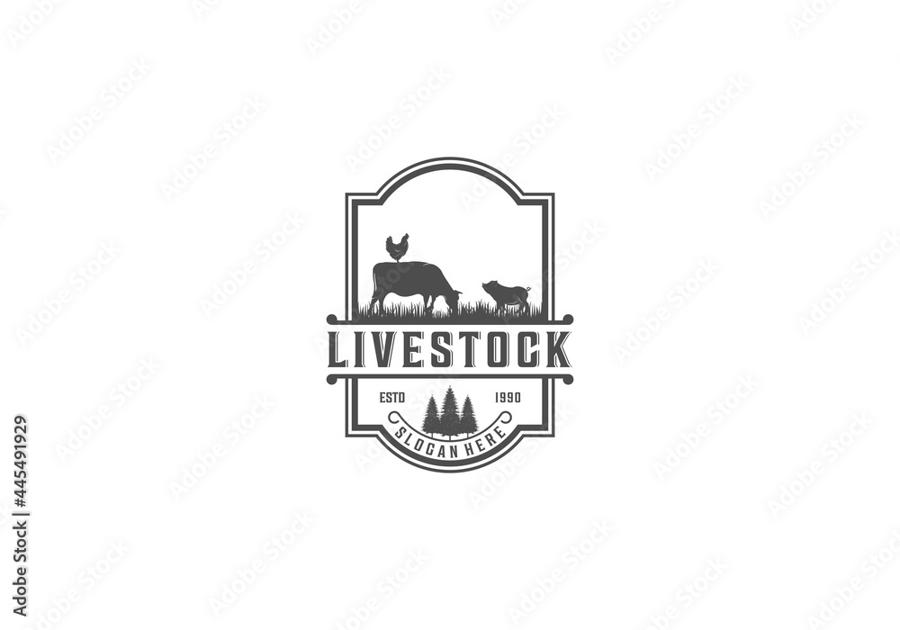 livestock logo inspiration Vector illustration concept in white ...