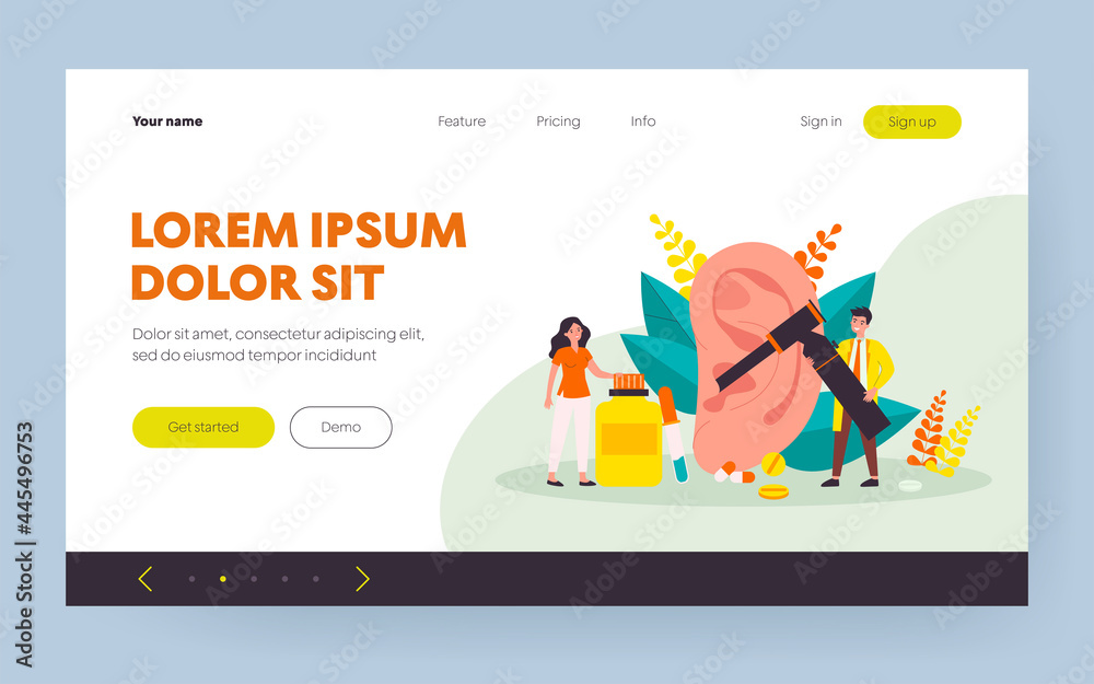 Tiny doctors making ear examination with tool isolated flat vector ...