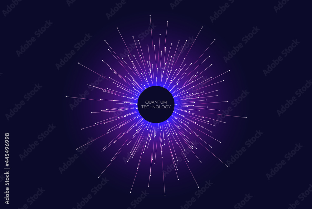 Vector explosion colorful lines element, quantum computer technology ...