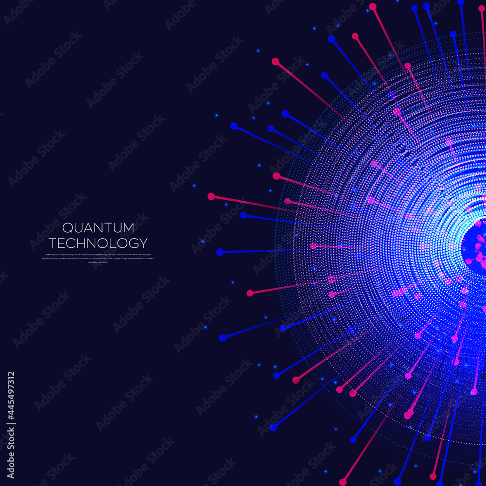 Vector explosion colorful lines element, quantum computer technology ...