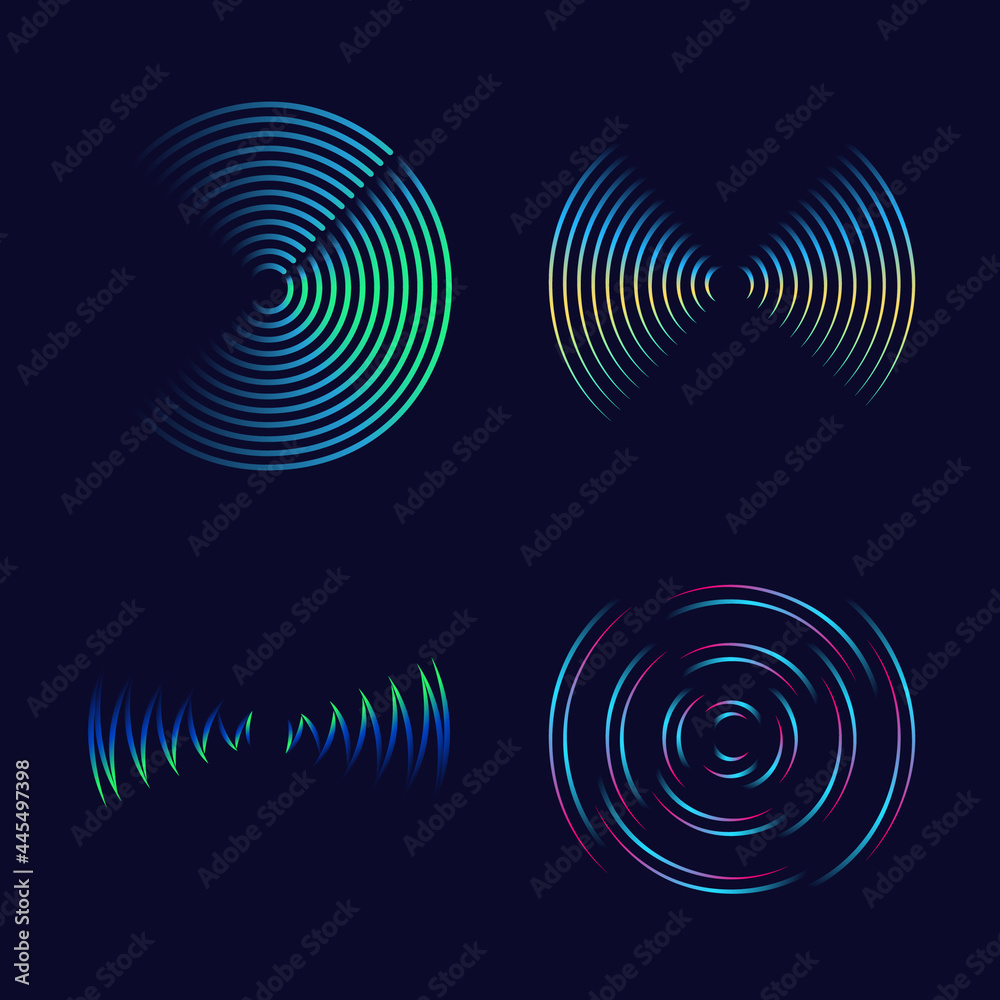 Vector sound wave. Abstract colorful digital music equalizer sets ...