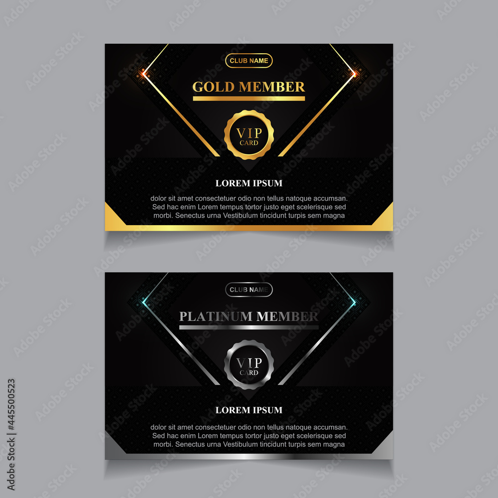 Vector VIP golden and platinum card. Black geometric pattern background ...