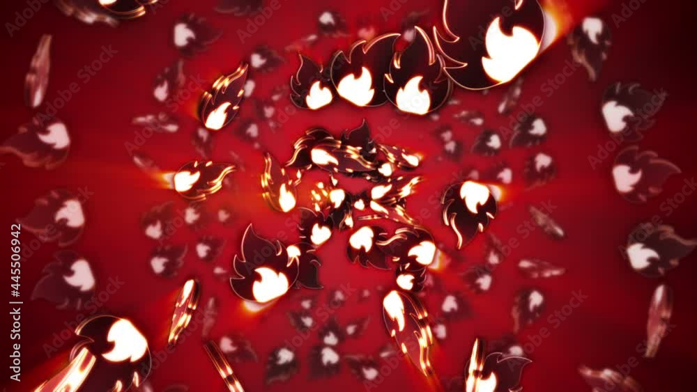 Flame, Flammable Danger Symbols Animation, Rendering, Background, Loop ...