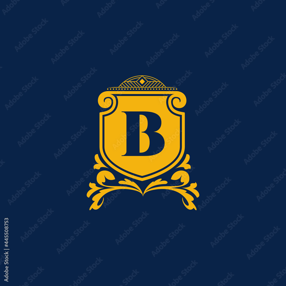 B Letter Initial with Royal Template. Elegant with crown logo vector ...