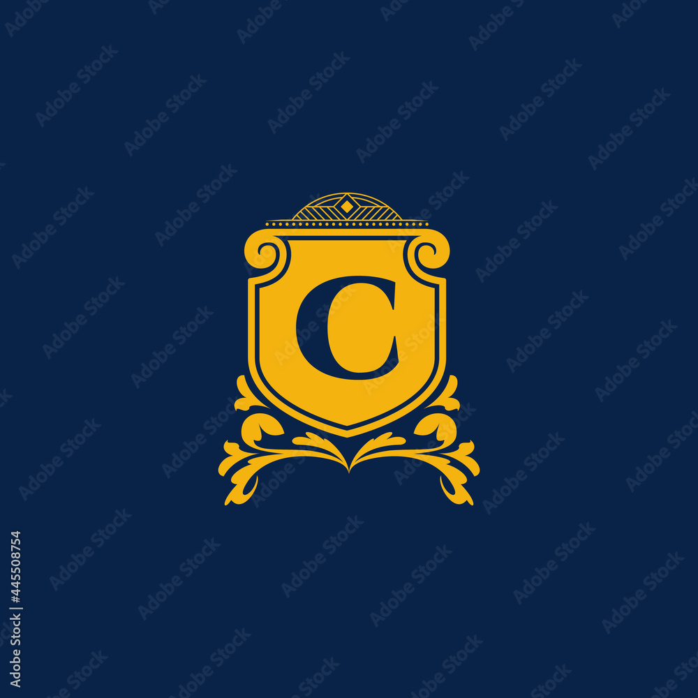 C Letter Initial with Royal Template. Elegant with crown logo vector ...