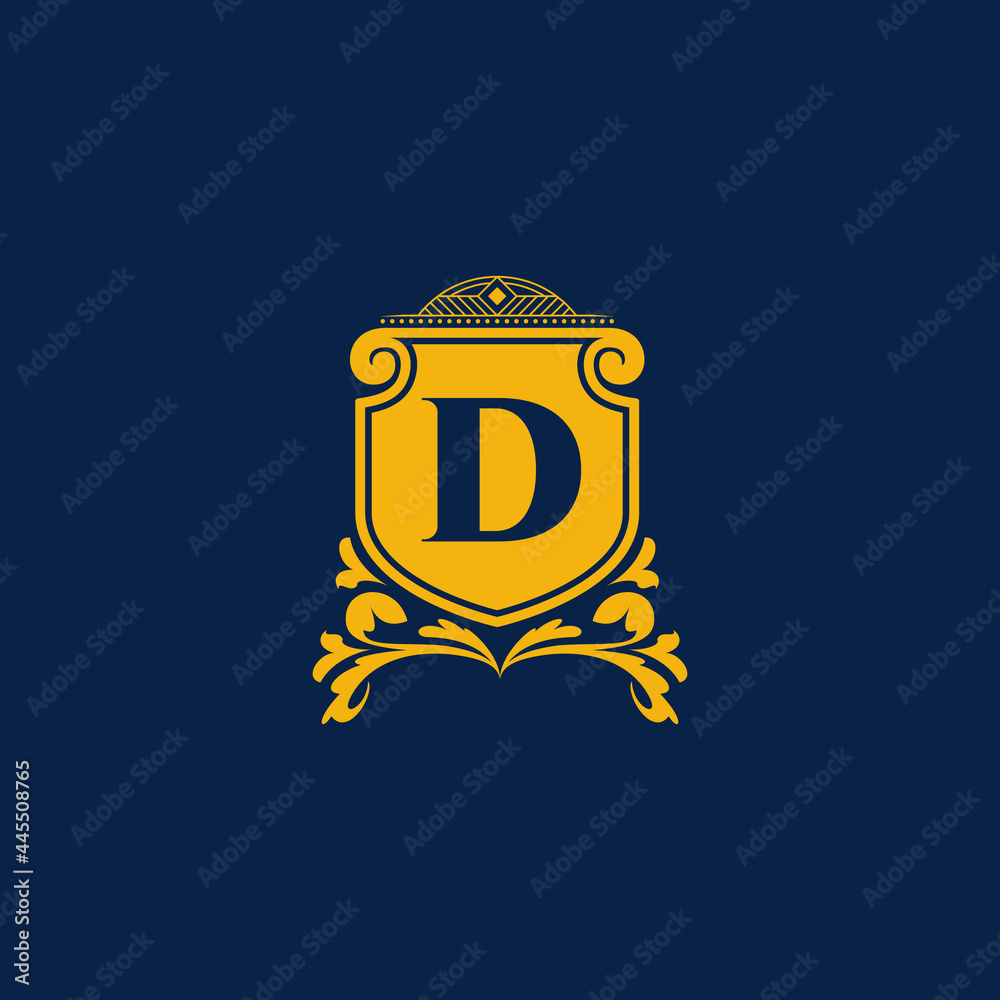 D Letter Initial with Royal Template. Elegant with crown logo vector ...