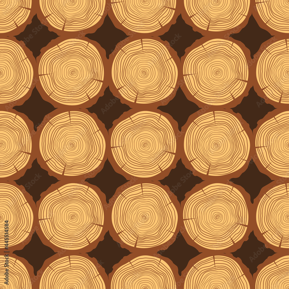Tree rings. Seamless pattern. Set of tree rings on isolation background ...