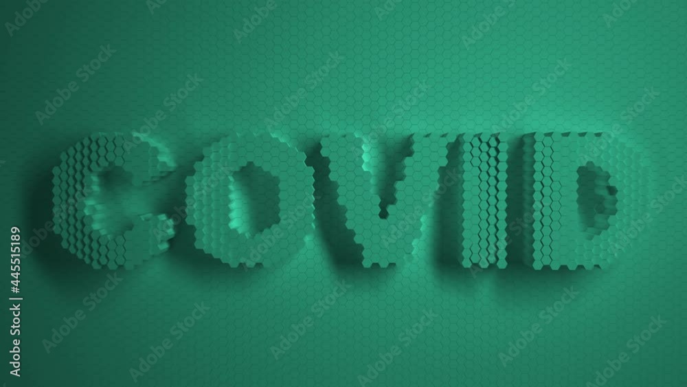 Covid 3d texts about the pandemic modern background. Green mosaic ...