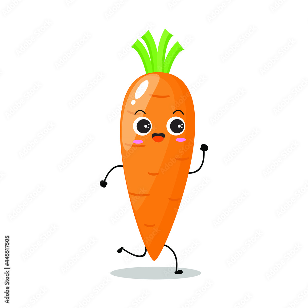 Vector illustration of carrot character with cute expression, smile ...