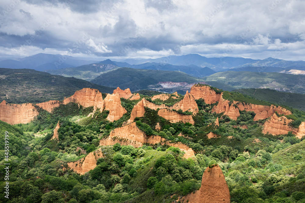 Las Médulas in León, Spain. Located in El Bierzo, northwest of the ...