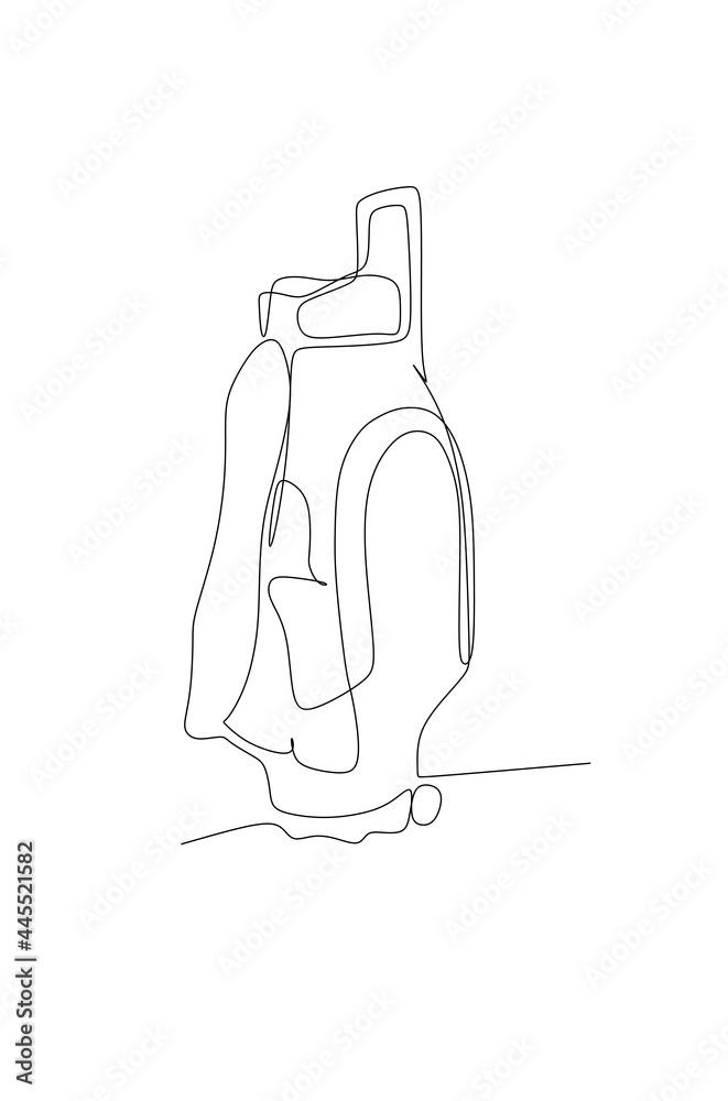 Continuous line drawing of golf bag and golf clubs vector illustration ...