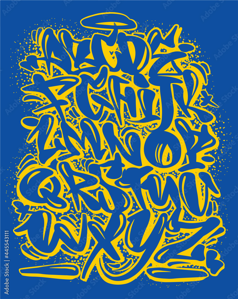 Cartoon graffiti comic doodle font alphabet. Vector illustration ...