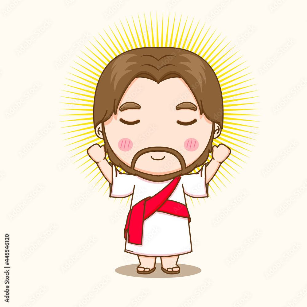 Cartoon illustration of cute Jesus Stock Vector | Adobe Stock