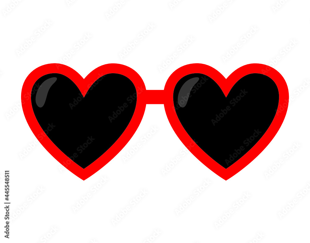 Red heart shape retro valentine's sunglasses isolated icon on white ...
