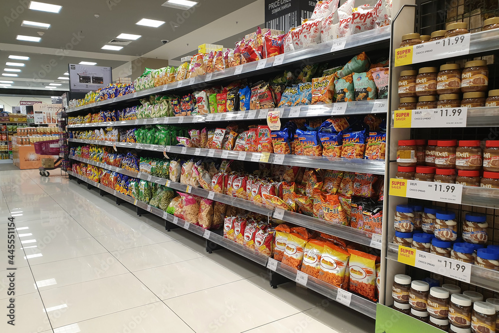 Interior view of Aeon grocery store in Penang. Aeon is a leading ...