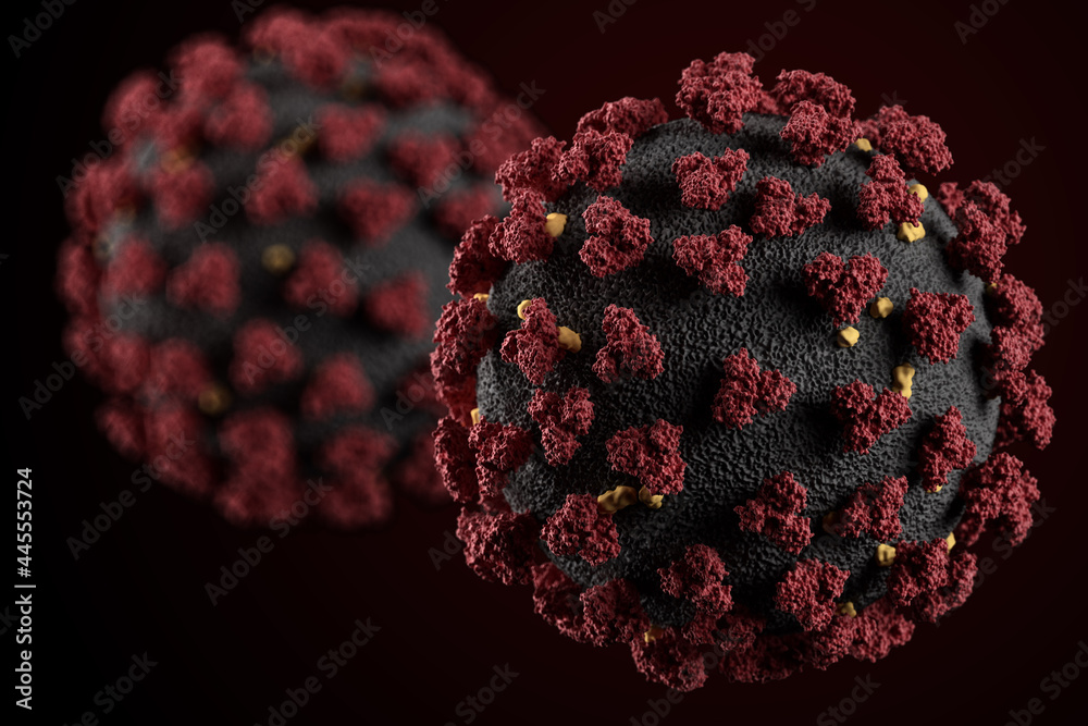 Visualization of the SARS-CoV-2 virus (COVID19). An illustration of a ...