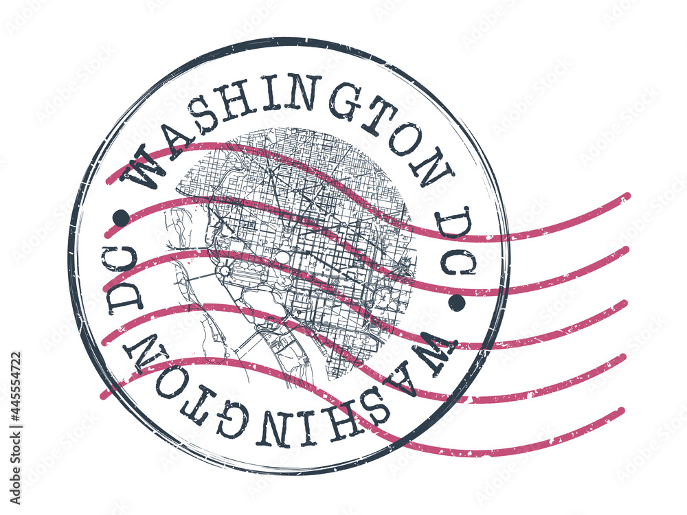 Washington, DC, USA Stamp Map Postal. Silhouette Seal Roads and Streets ...