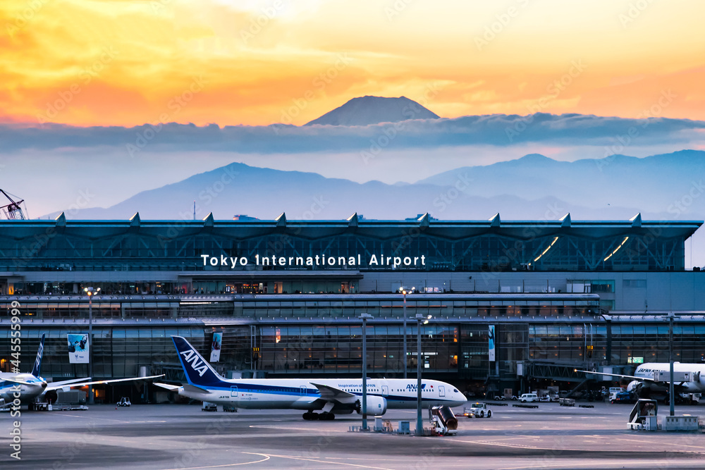 Japan - November 19, 2020 : ANA aircraft taxiing on the runways of ...