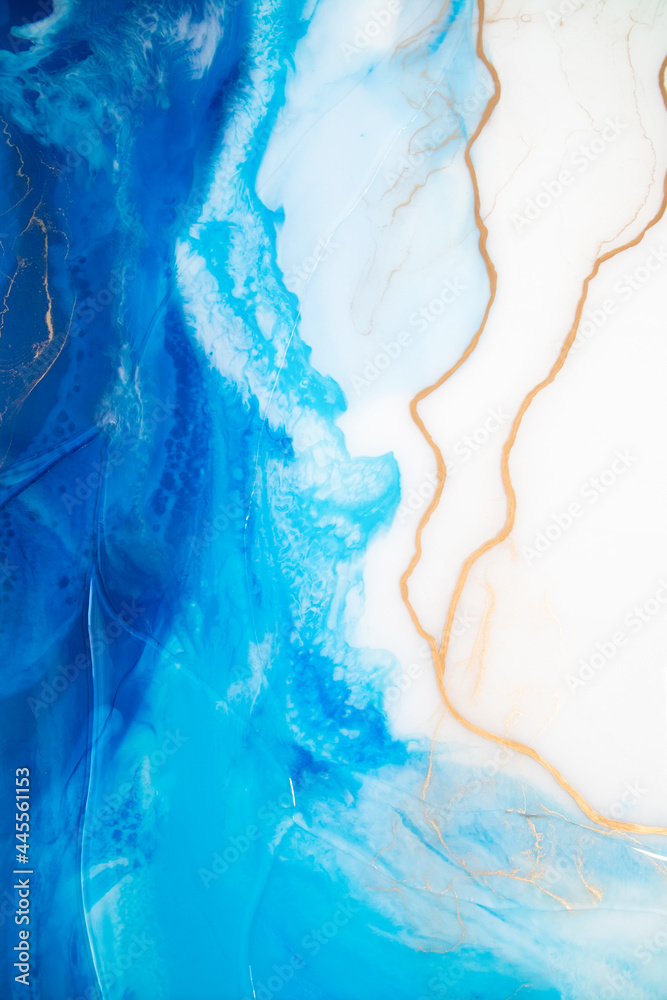 Part of original resin art, epoxy resin painting. Marble texture. Fluid ...