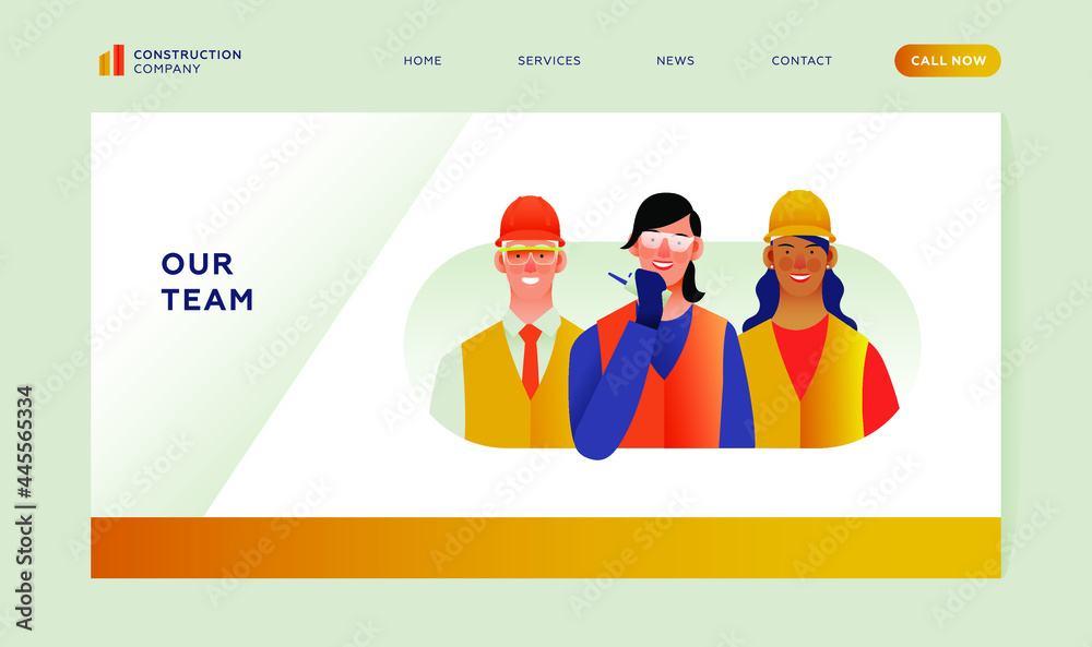 Our Team. Construction Company. Male and Female Workers in Various ...
