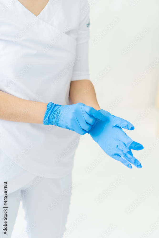 Medical concept. Nurse doctor surgeon dentist without face wear white ...