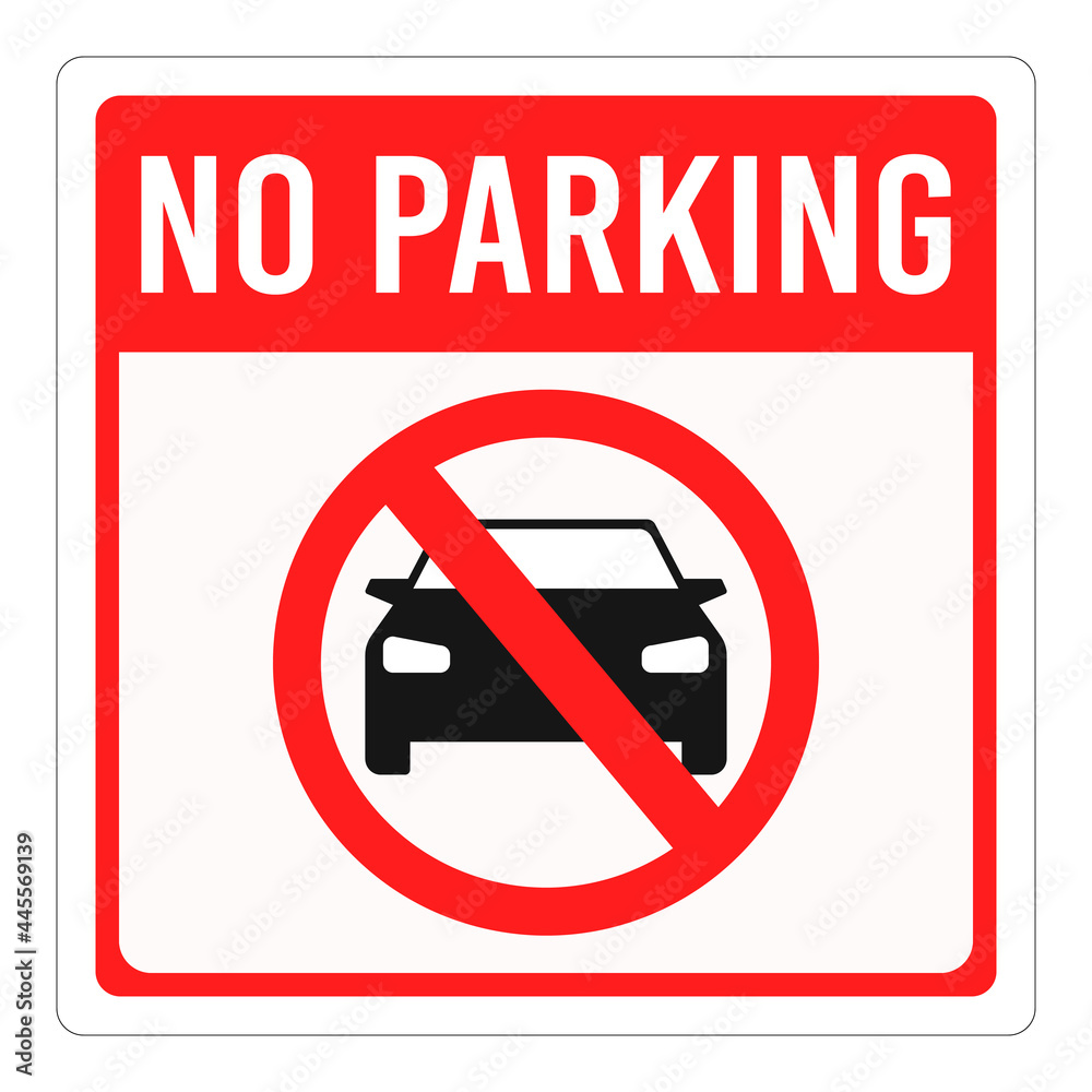 No parking sign. Sign with text no parking and crossed out car, vector ...