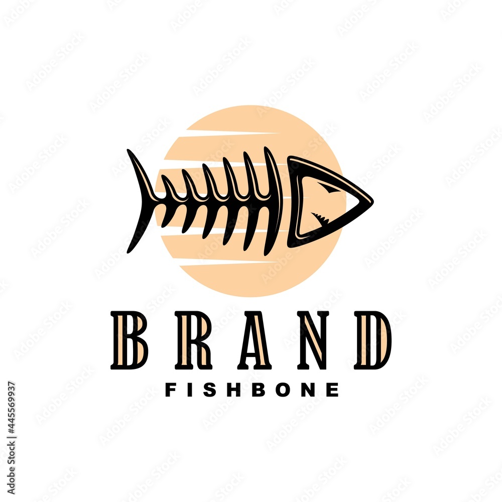 Fish Bone Logo Design Vector Image Stock Vector | Adobe Stock