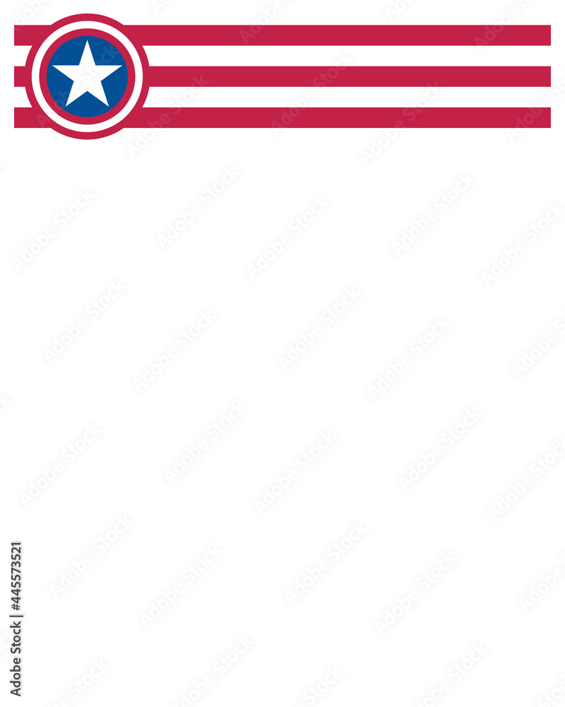 American flag symbols ribbon divider frame border with empty space for ...
