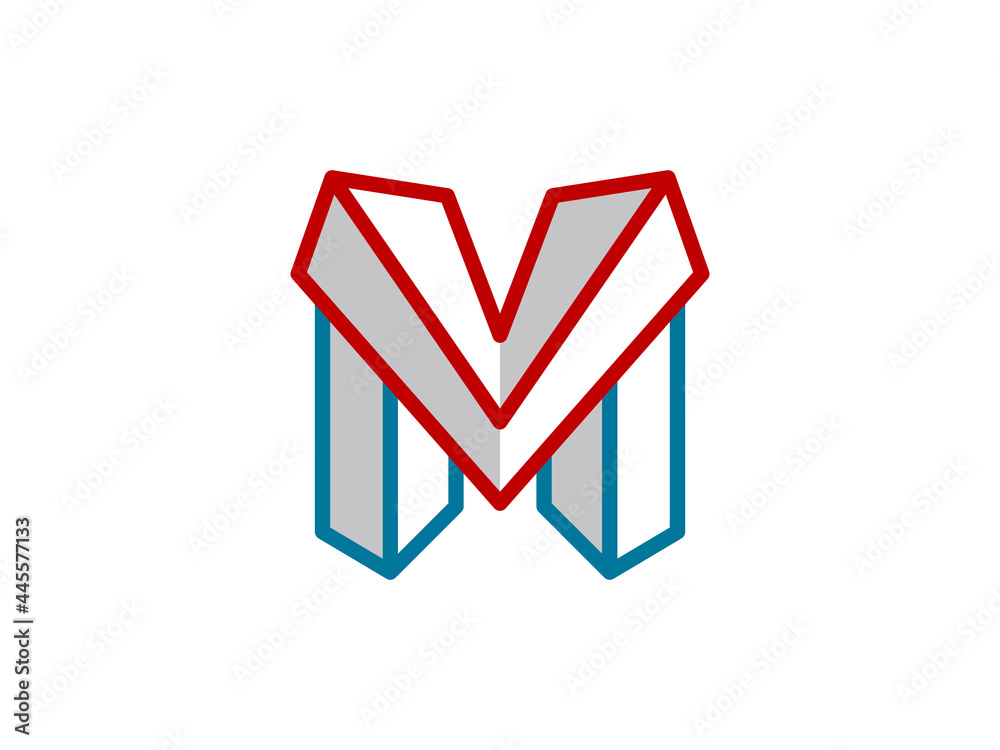 3d logo, m logo, v logo, MV logo design, isometric design Stock Vector ...