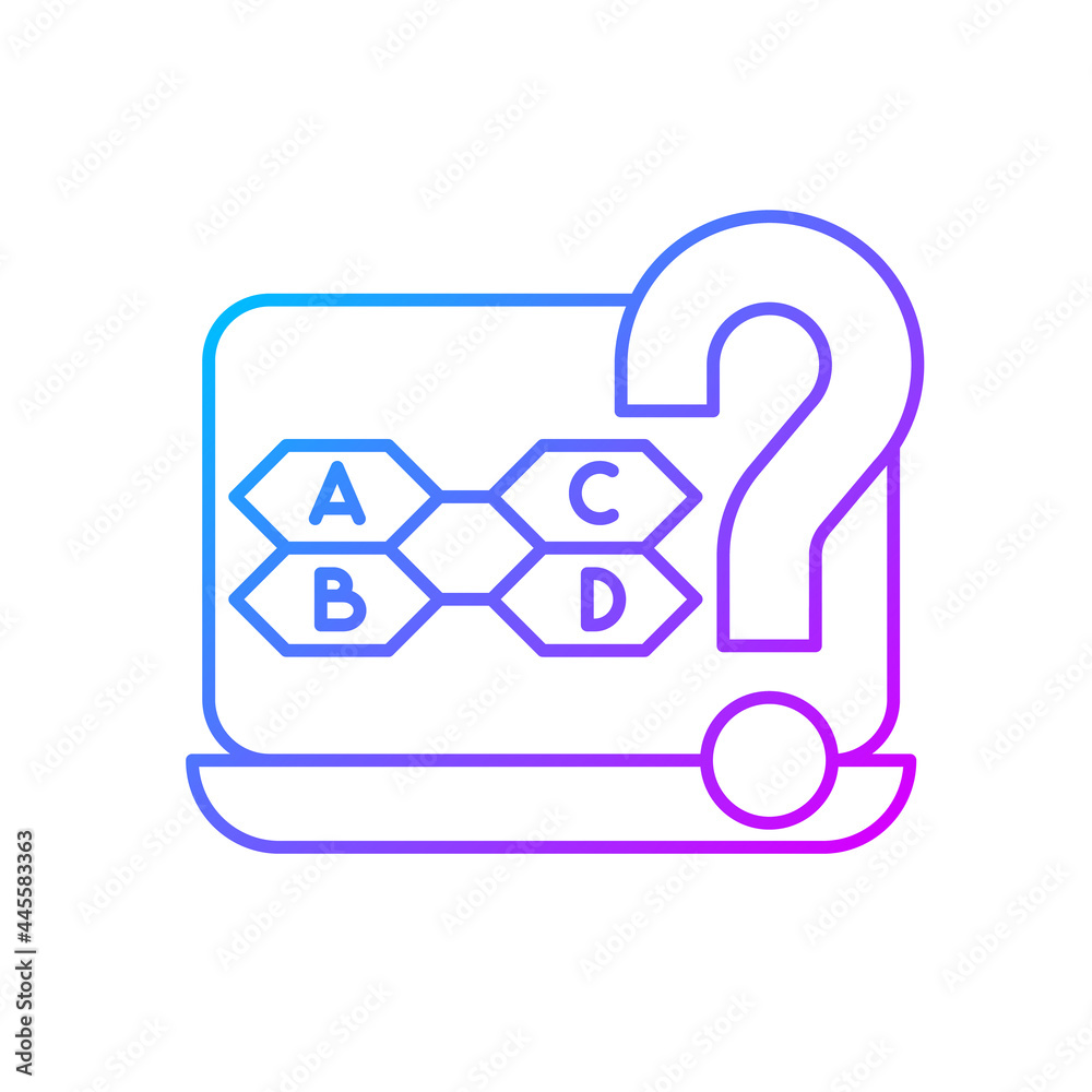 Trivia games gradient linear vector icon. Demonstrating knowledge in ...