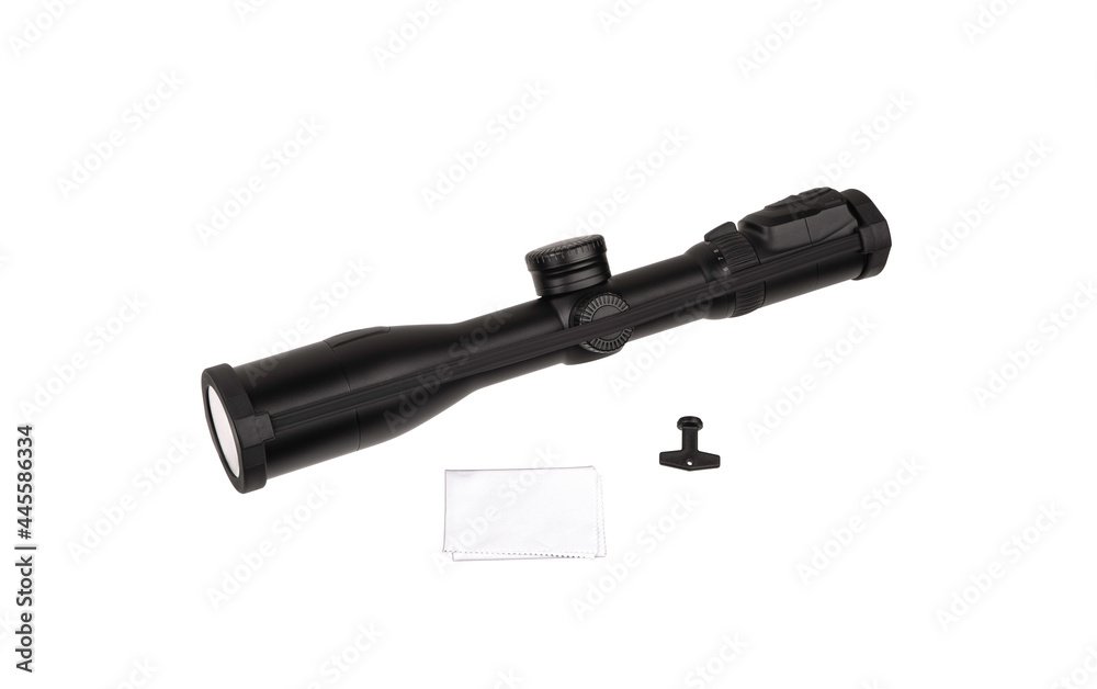 modern black optical scope for weapon isolated on whited. sight scope ...